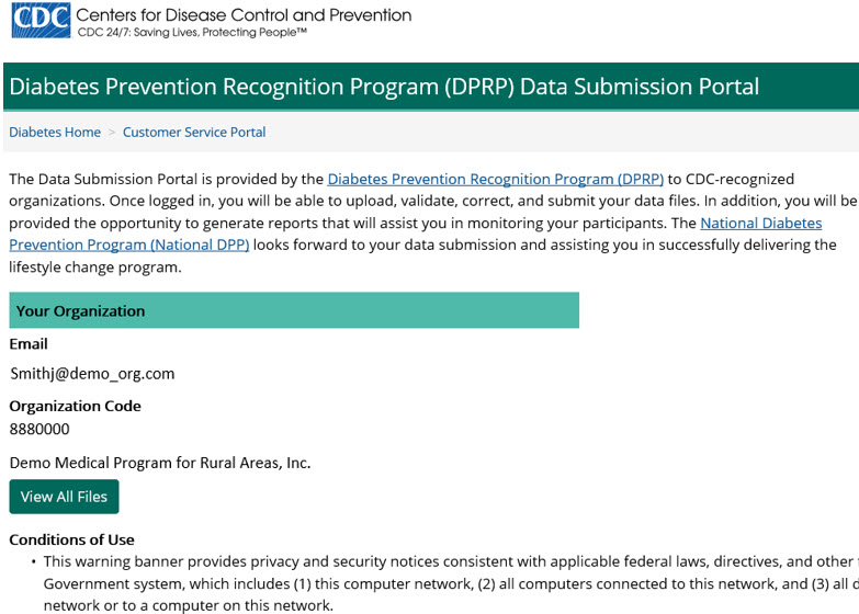 DPRP Data Submission Portal | CDC