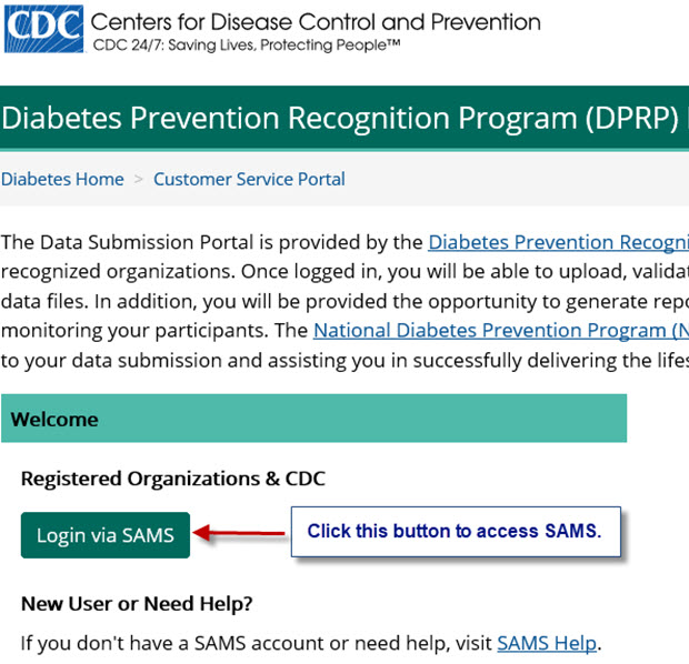 DPRP Data Submission Portal | CDC